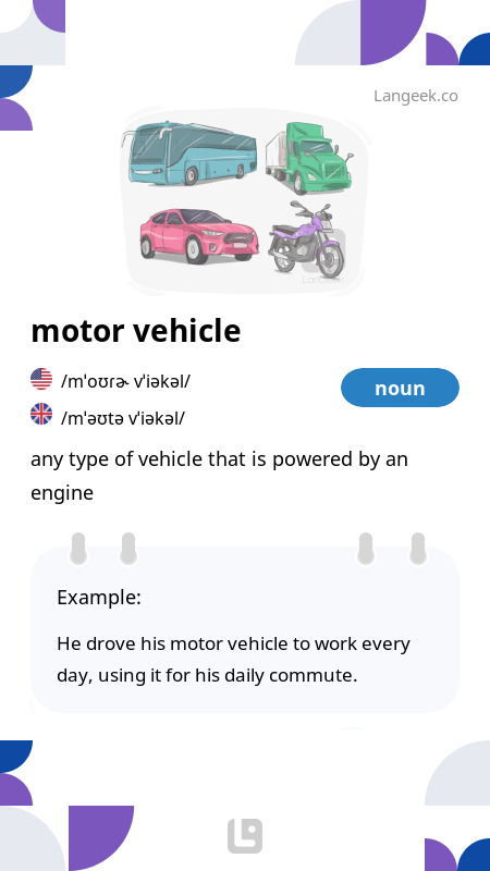 Definition & Meaning of "Motor vehicle" | Picture Dictionary