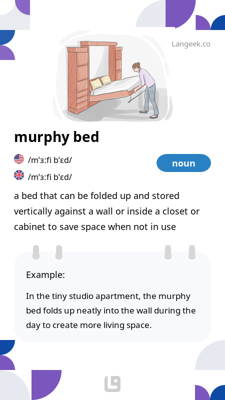 Definition & Meaning of "Murphy bed" | LanGeek