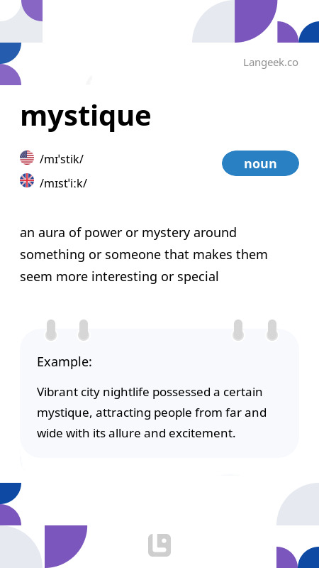 Definition & Meaning of "Mystique" | Picture Dictionary