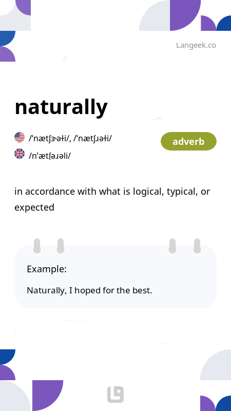 Definition & Meaning of "Naturally" | Picture Dictionary
