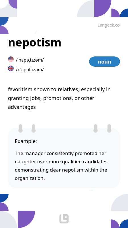 Definition & Meaning of "Nepotism" | Picture Dictionary