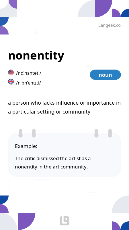 Definition Meaning of Nonentity Picture Dictionary