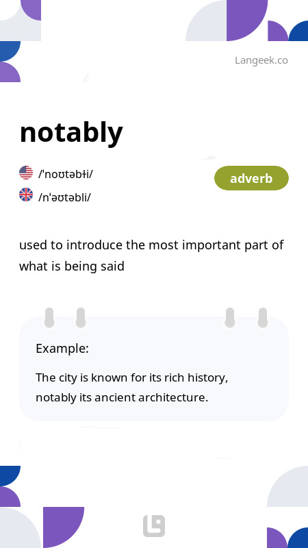 Definition & Meaning of "Notably" | Picture Dictionary