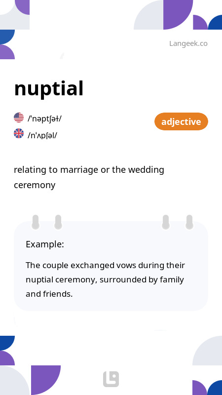 Definition & Meaning of "Nuptial" | Picture Dictionary