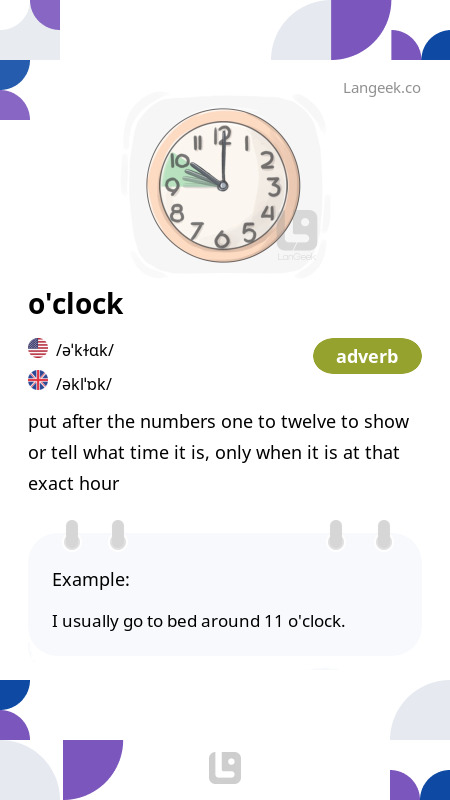Definition & Meaning of "O'clock" | Picture Dictionary