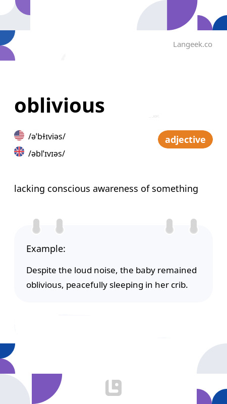 Definition & Meaning of "Oblivious" | Picture Dictionary