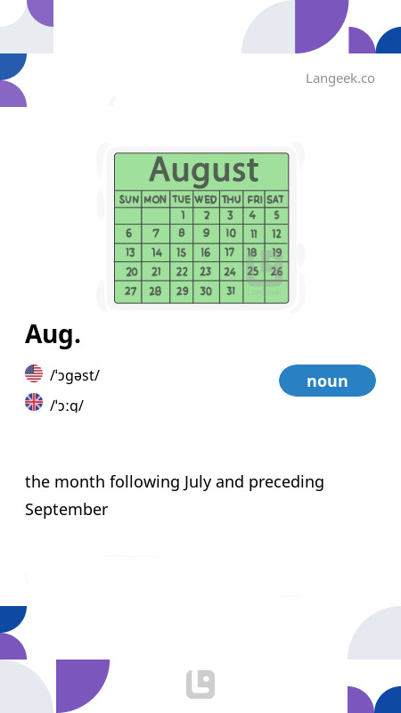 Definition & Meaning of "Aug" | Picture Dictionary