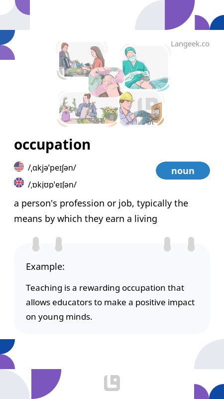 Definition & Meaning of "Occupation" | Picture Dictionary