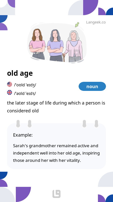 Definition & Meaning of "Old age" | Picture Dictionary
