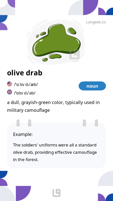 Definition & Meaning of "Olive drab" | Picture Dictionary
