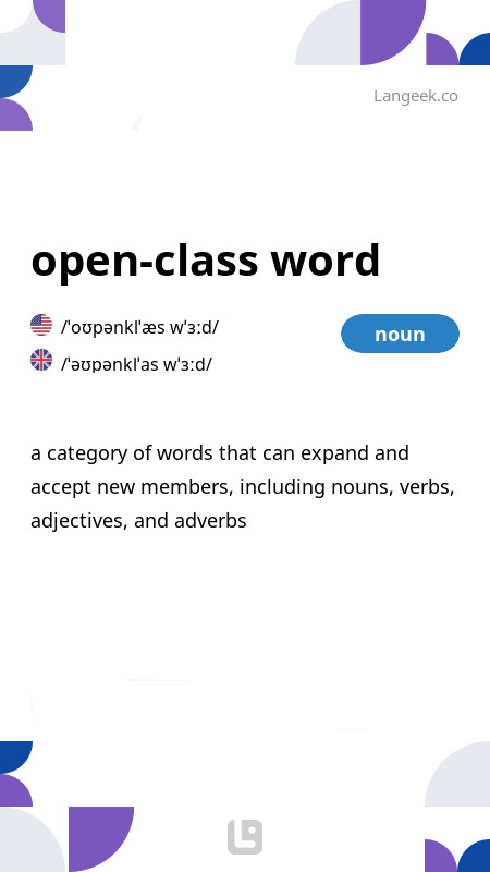 Definition And Meaning Of Open Class Word Picture Dictionary