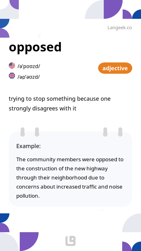 Definition & Meaning of "Opposed" | Picture Dictionary