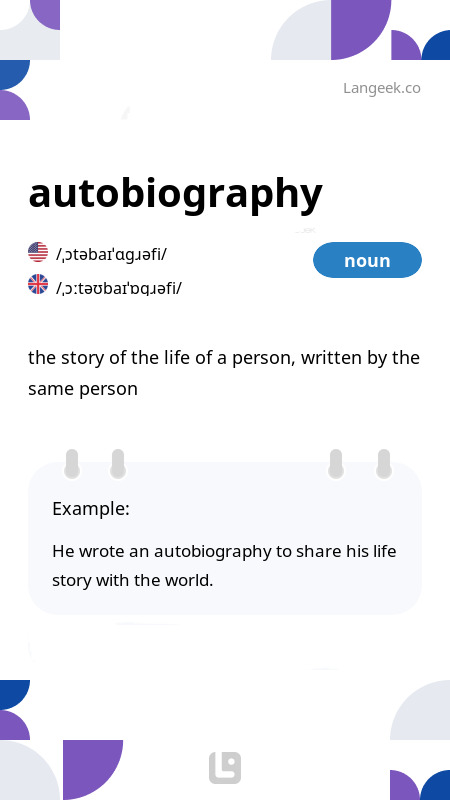 Definition & Meaning of "Autobiography" | Picture Dictionary