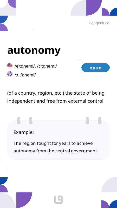Definition & Meaning of "Autonomy" | Picture Dictionary