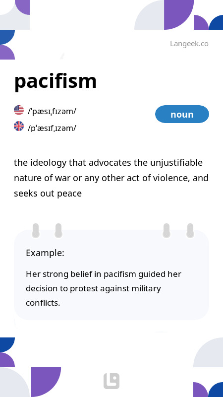 Definition & Meaning of "Pacifism" | Picture Dictionary