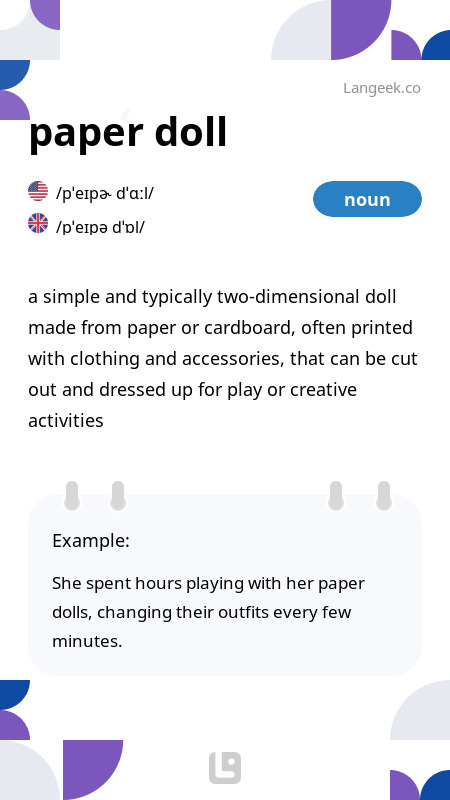 Definition & Meaning of "Paper doll" | Picture Dictionary