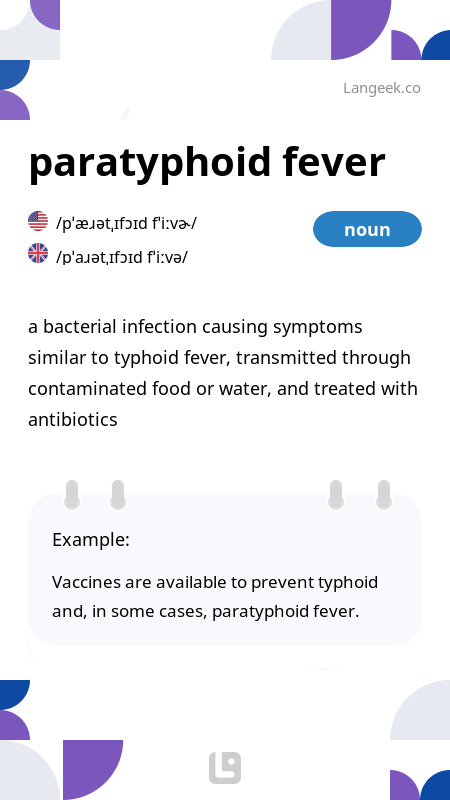 Definition & Meaning of "Paratyphoid fever" | Picture Dictionary