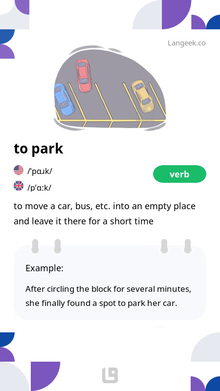 Definition & Meaning of "Park" | Picture Dictionary