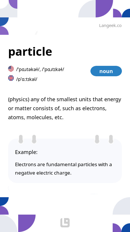 Definition & Meaning of "Particle" | LanGeek