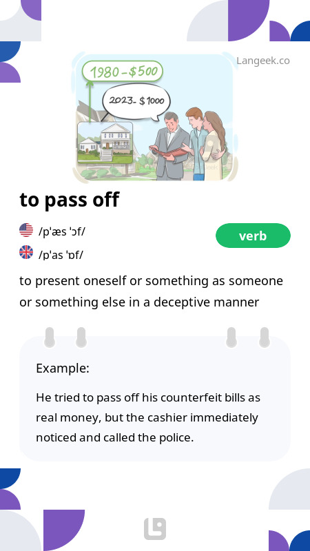 Definition & Meaning of "Pass off" | Picture Dictionary