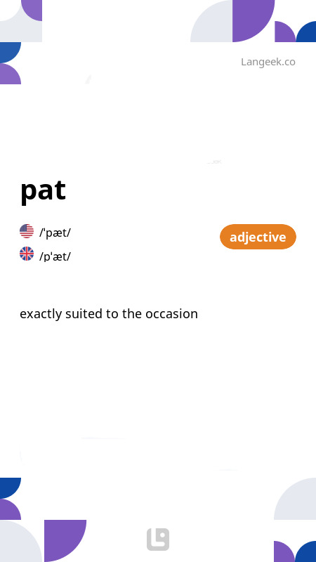 Definition And Meaning Of Pat Picture Dictionary