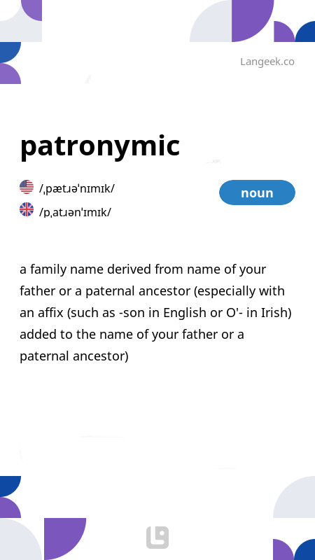 Definition & Meaning of "Patronymic" | Picture Dictionary