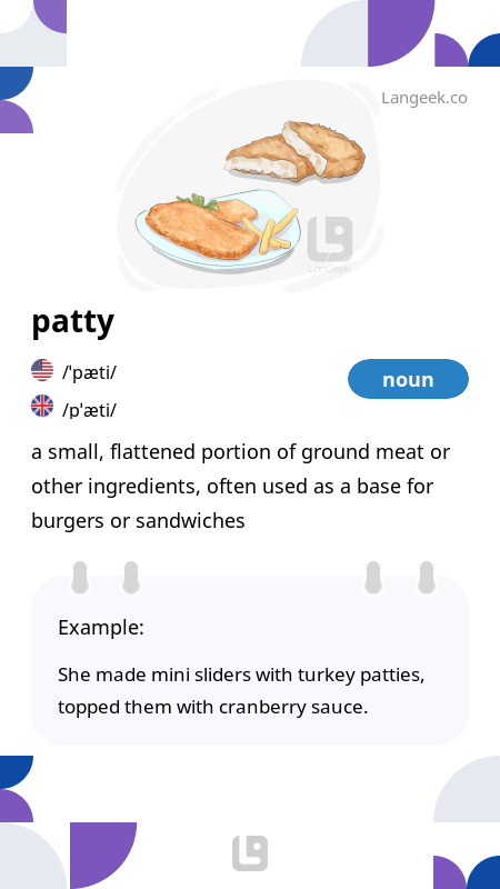Definition & Meaning of "Patty" | Picture Dictionary