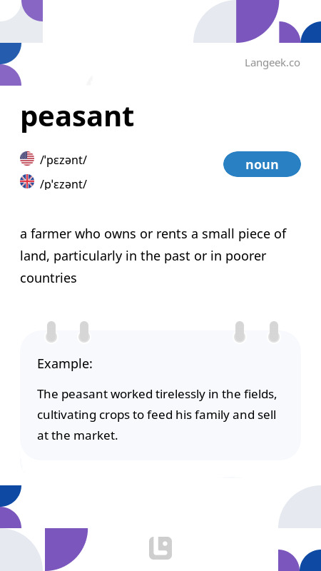 Definition & Meaning of "Peasant" | Picture Dictionary