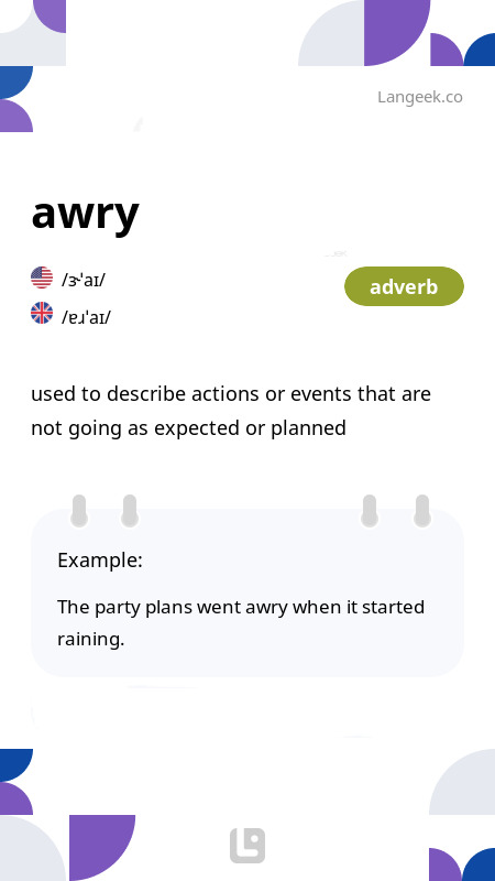 Definition & Meaning of "Awry" | Picture Dictionary