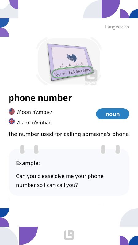 Definition & Meaning of "Phone number" | Picture Dictionary