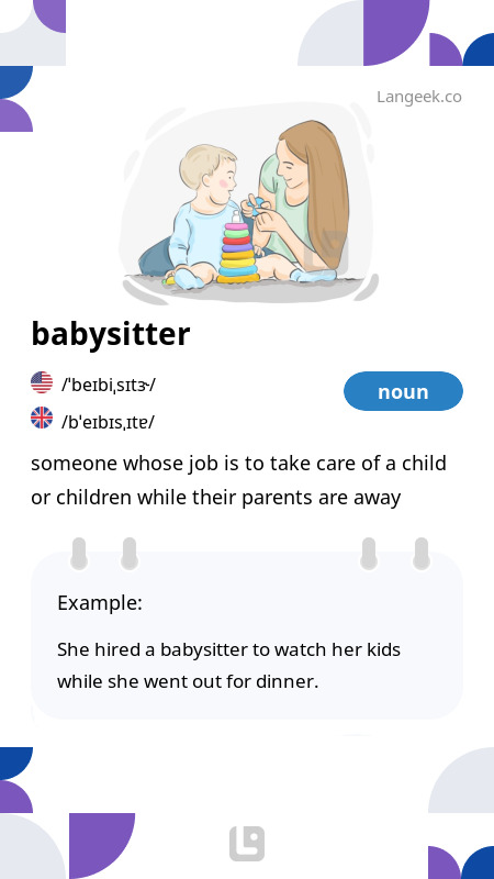 Definition & Meaning of "Babysitter" | Picture Dictionary
