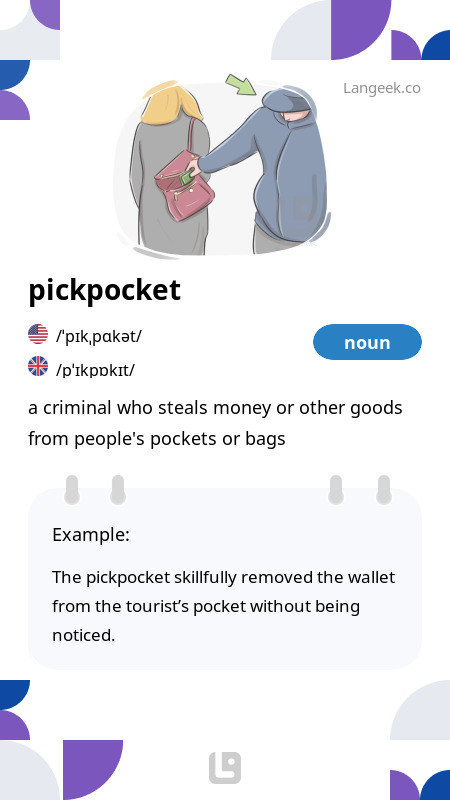 Definition & Meaning of "Pickpocket" | Picture Dictionary