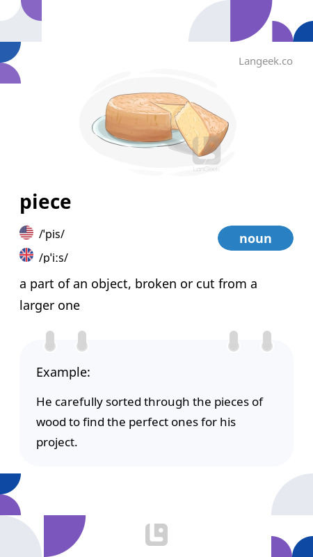 Definition & Meaning of "Piece" | LanGeek