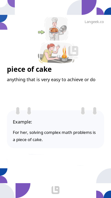 Definition & Meaning of "Piece of cake" | LanGeek