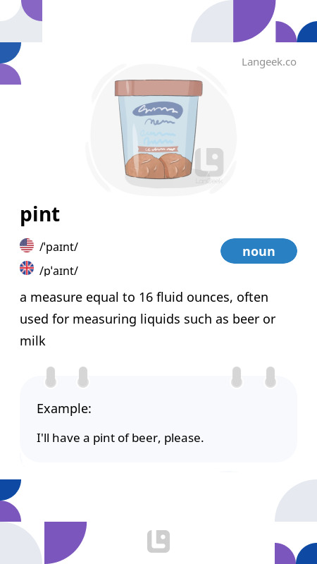 Definition & Meaning of "Pint" | LanGeek