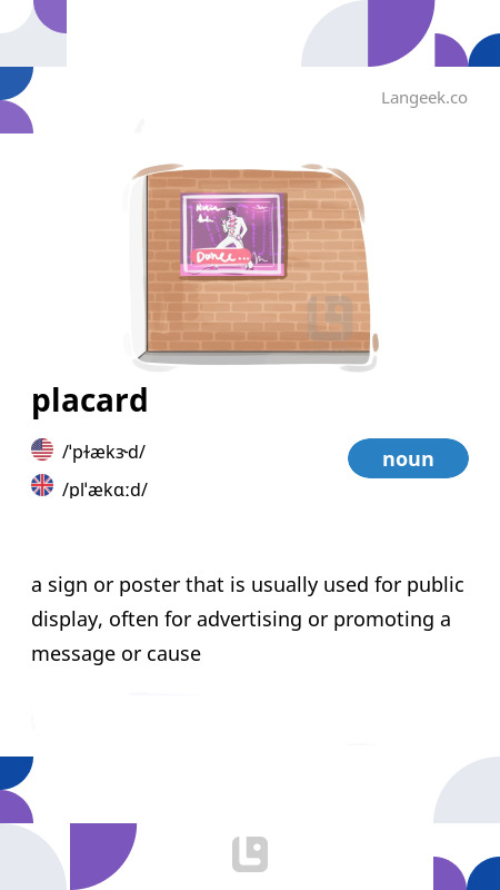 Definition & Meaning of "Placard" | Picture Dictionary