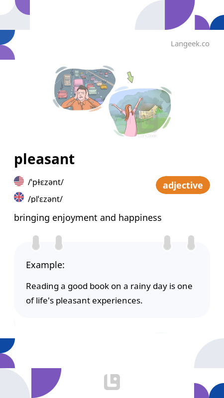 Definition & Meaning of "Pleasant" | LanGeek