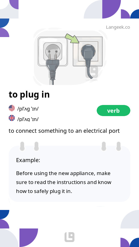 Definition & Meaning of "Plug in" | LanGeek