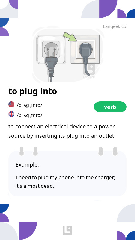 Definition & Meaning of "Plug into" | Picture Dictionary