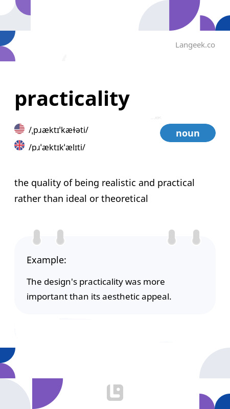 Definition & Meaning of "Practicality" | Picture Dictionary