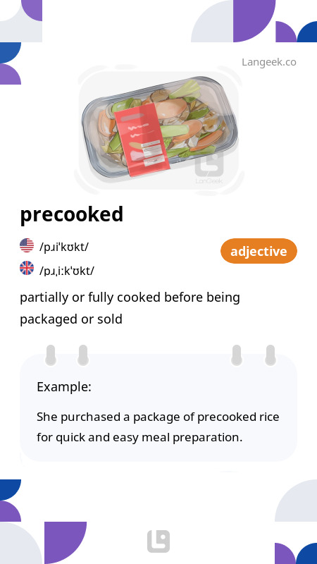 Definition & Meaning of "Precooked" | Picture Dictionary