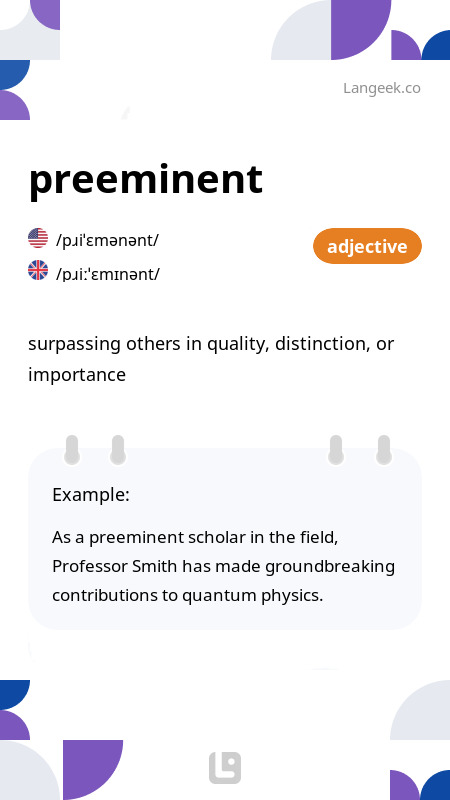 Definition & Meaning of "Preeminent" | LanGeek