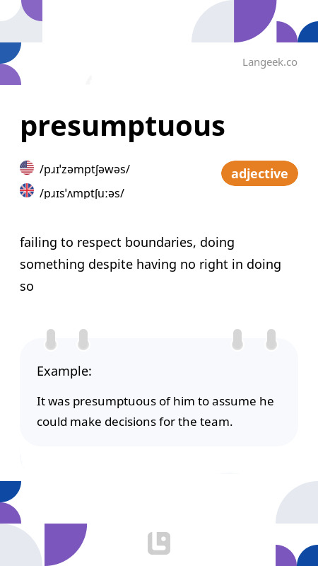 Definition & Meaning of "Presumptuous" | Picture Dictionary
