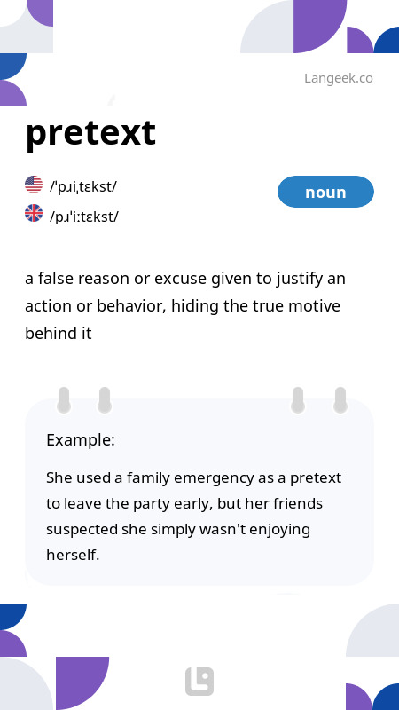 Definition & Meaning of "Pretext" | Picture Dictionary