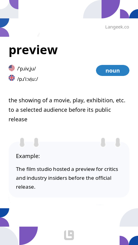 Definition & Meaning of "Preview" | Picture Dictionary