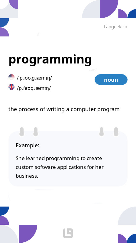 Definition & Meaning of "Programming" | LanGeek