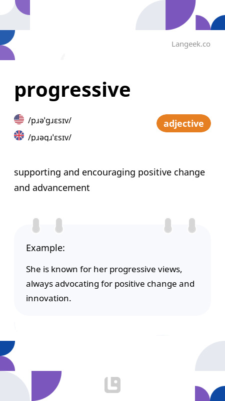 Definition & Meaning of "Progressive" | Picture Dictionary
