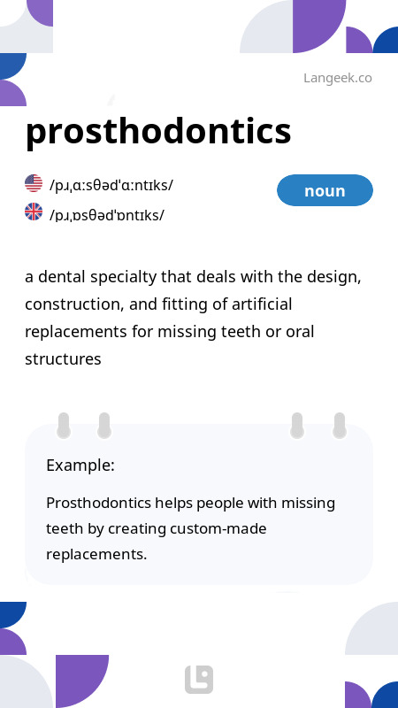 Definition & Meaning of "Prosthodontics" | Picture Dictionary