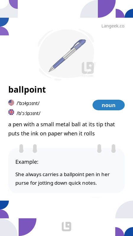 Definition & Meaning of "Ballpoint" | Picture Dictionary