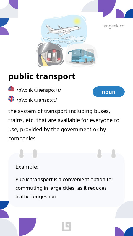 Definition & Meaning of "Public transport" | Picture Dictionary